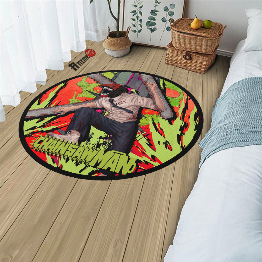 Denji Round Rug Custom Chainsaw Man Anime Rug Floor Mats– Animerugs