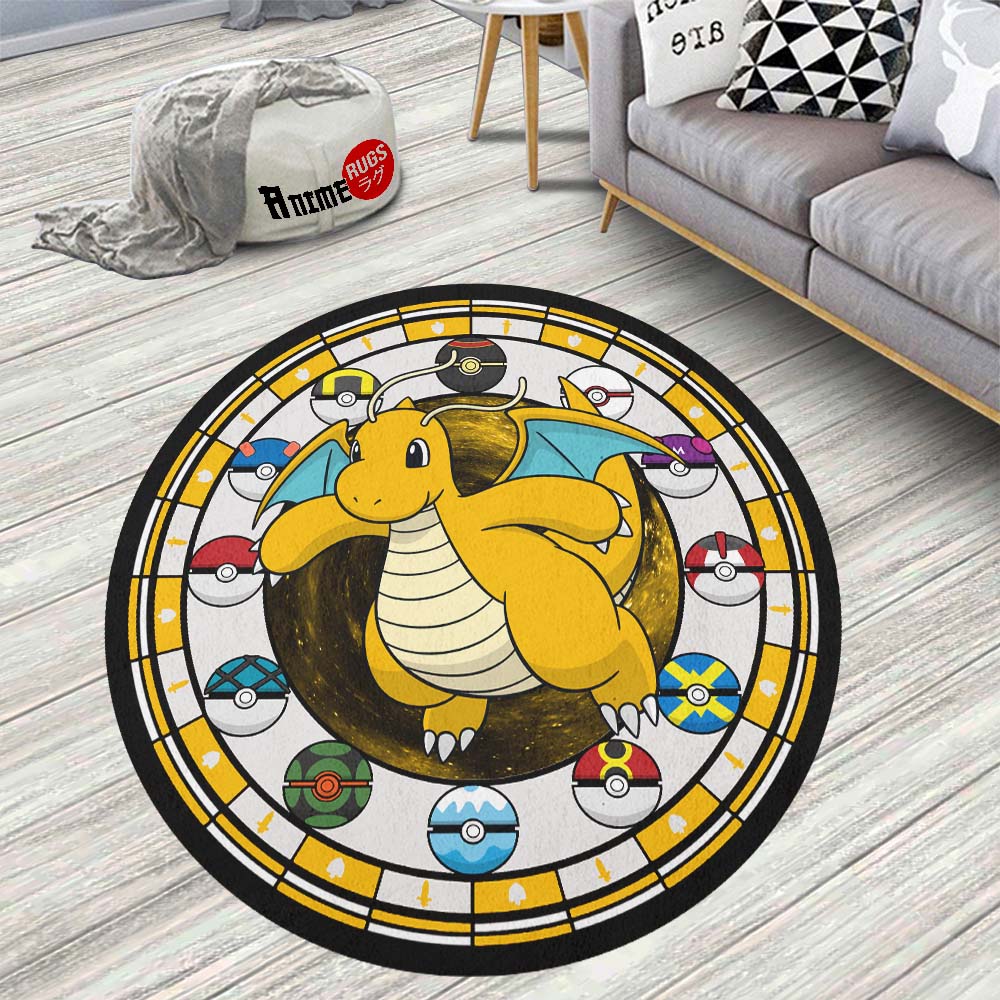 Dragonite Round Rug Custom Pokemon Anime Circle Carpet– Animerugs