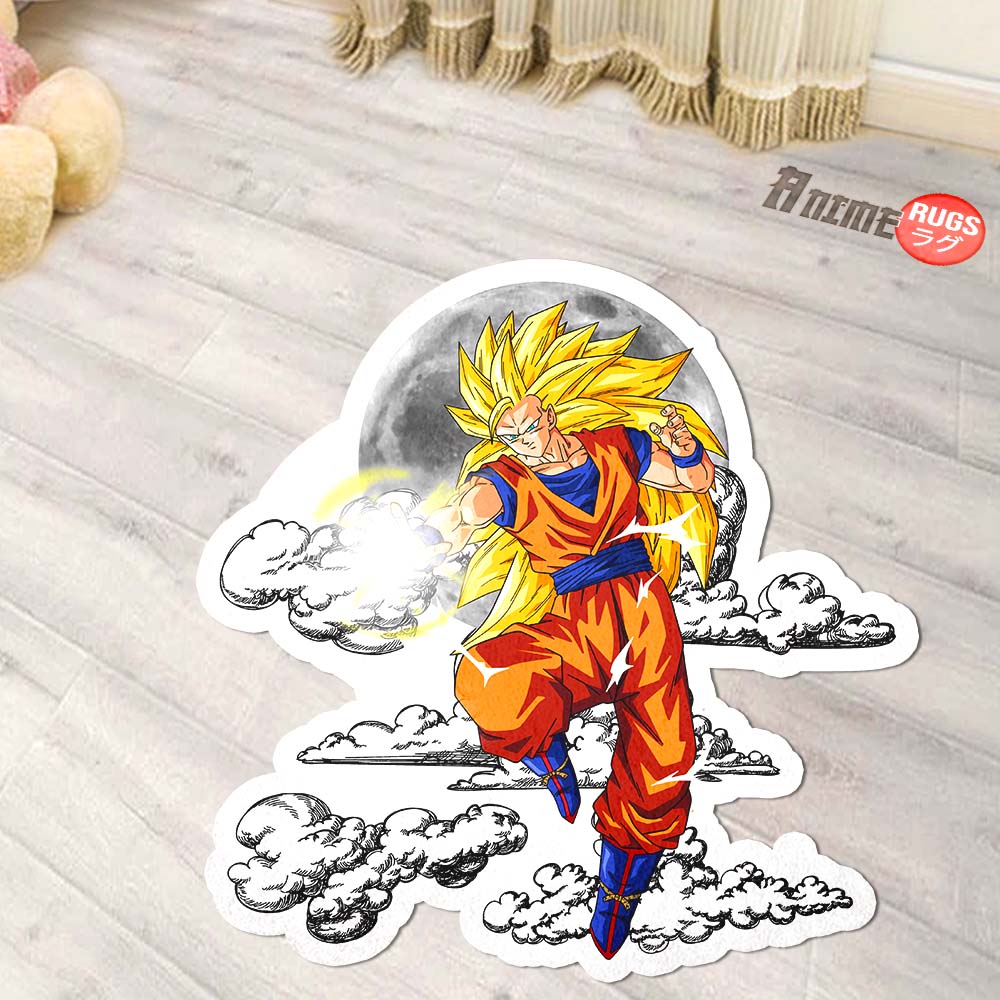 Goku SSJ Shaped Rug Custom Moon Clouds Dragon Ball Anime Room Decor ...