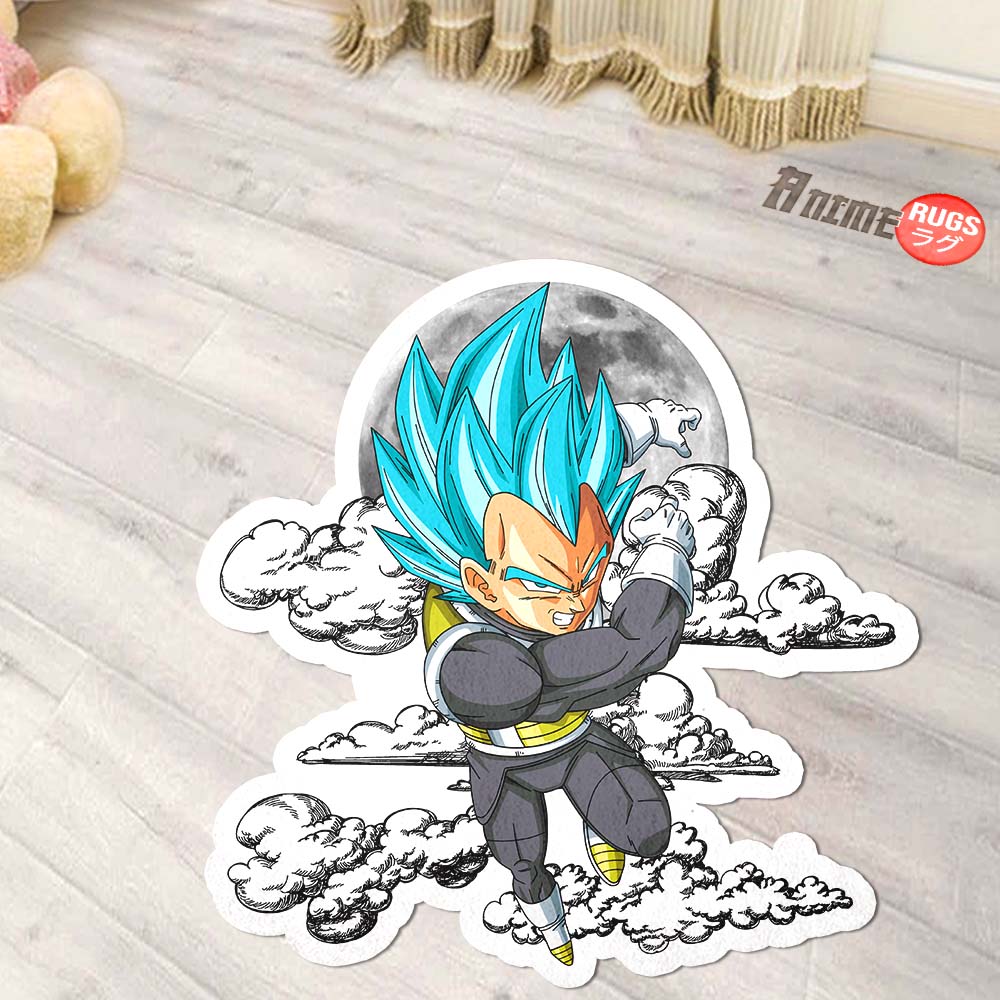 Vegeta Blue Shaped Rug Custom Moon Clouds Dragon Ball Anime Room Decor ...