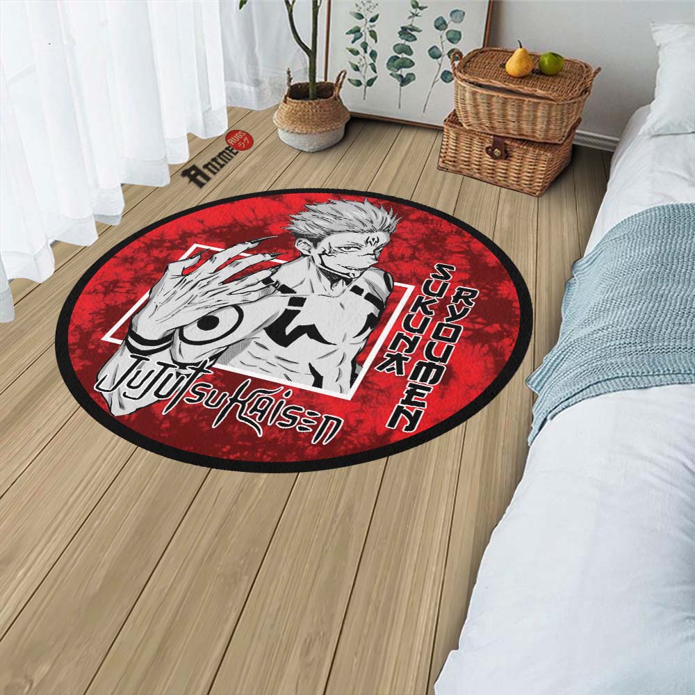 Sukuna Ryoumen Round Rug Custom Tie Dye Style Jujutsu Kaisen Anime Cir ...