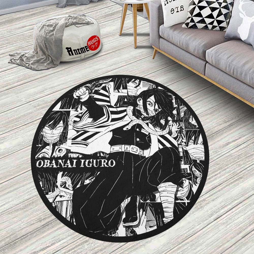 Obanai Iguro Manga Round Rug Custom Demon Slayer Anime Circle Carpet ...