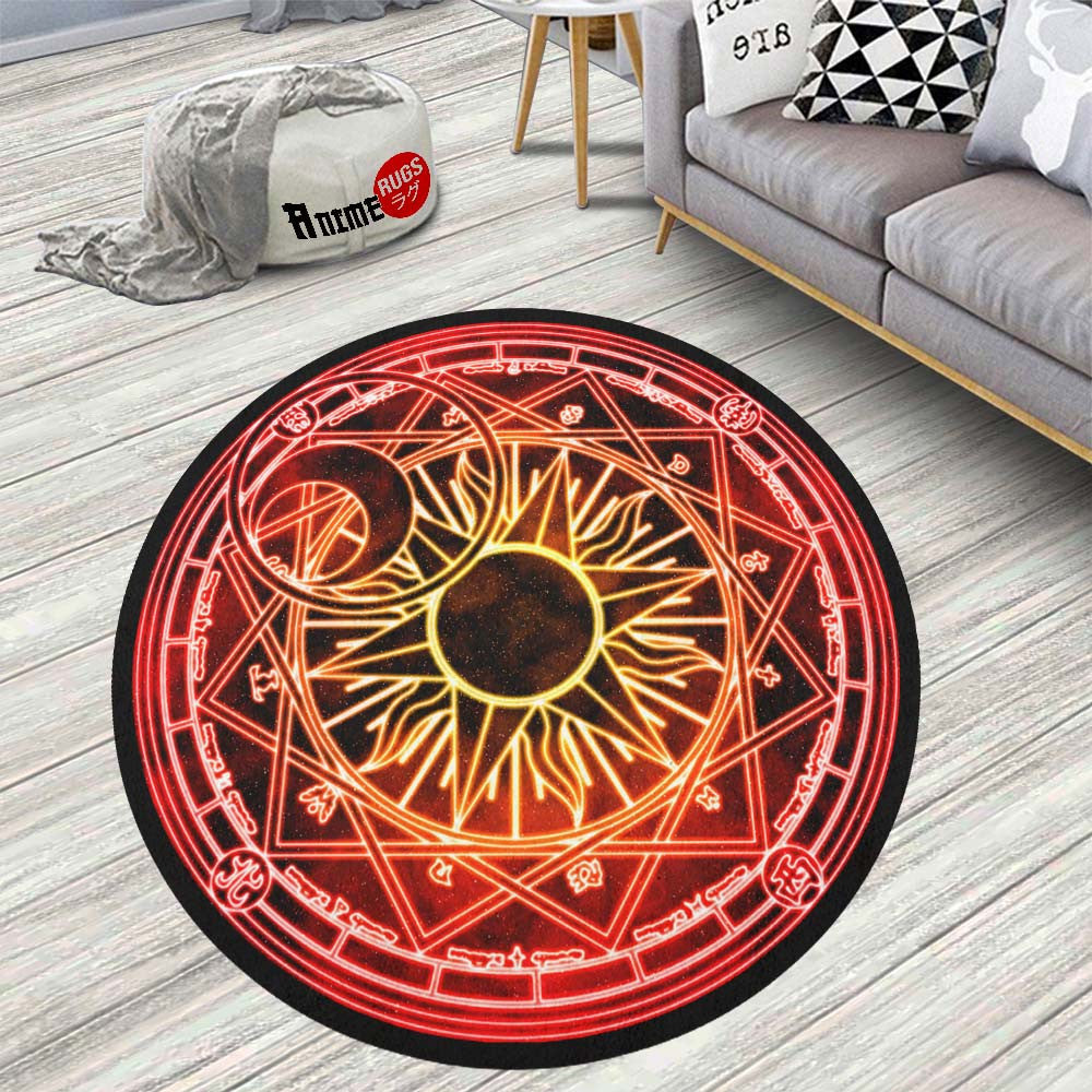 Super Black Red Magic Circles Round Rug Custom Cardcaptor Sakura Anime ...