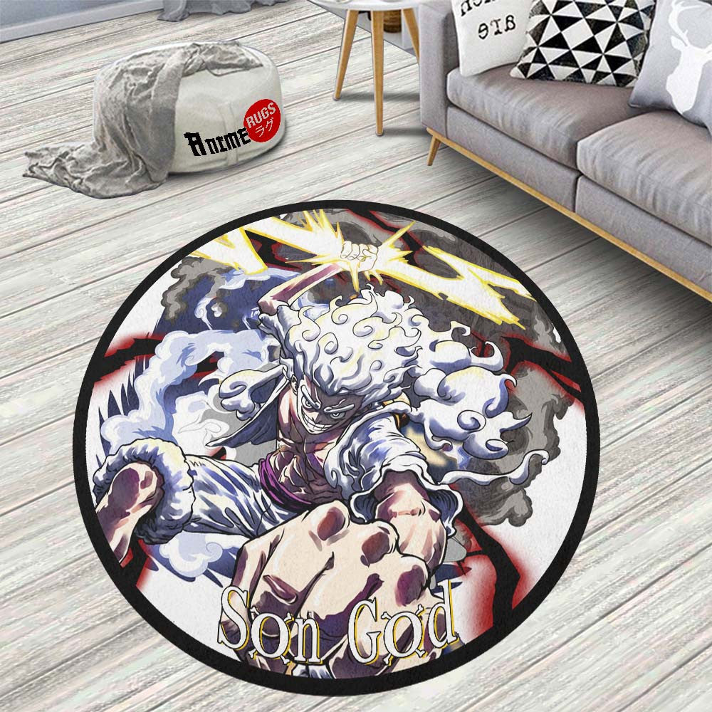 Luffy Nika Round Rug Custom One Piece Anime Circle Carpet– Animerugs