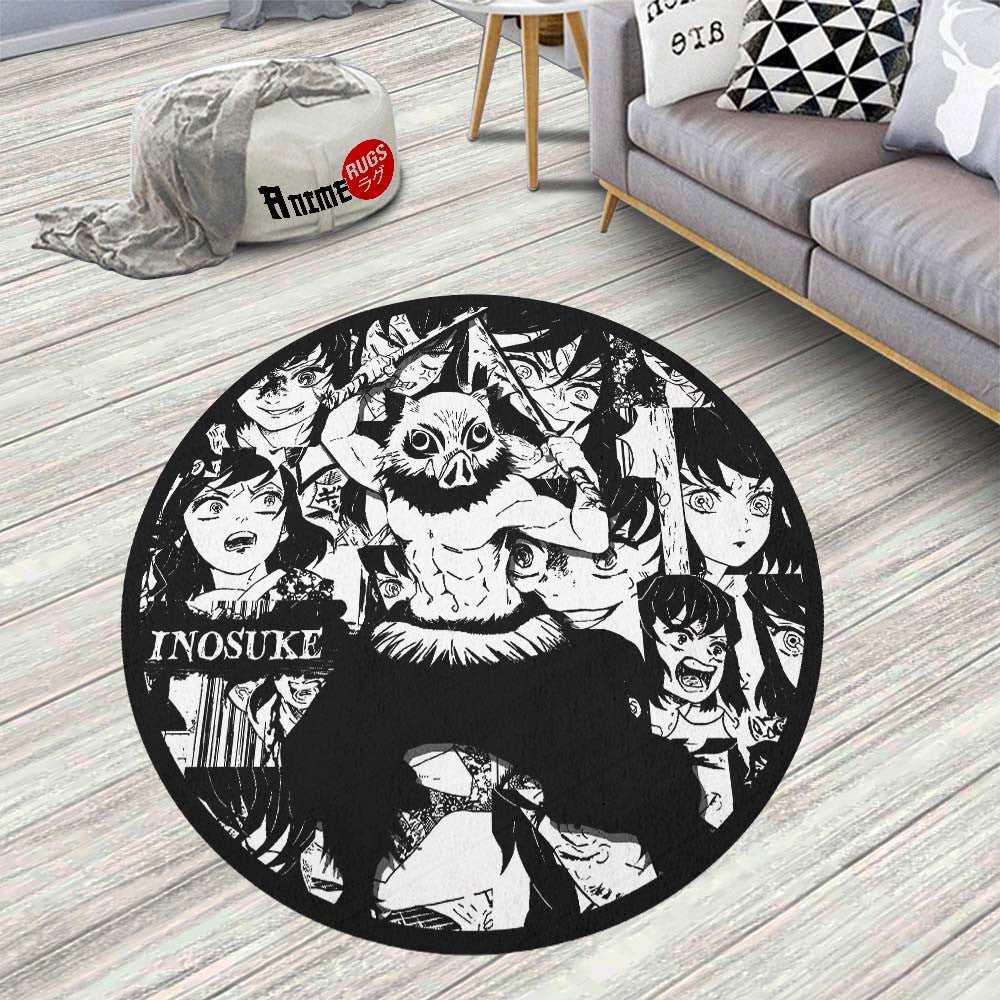 Inosuke Hashibira Manga Round Rug Custom Demon Slayer Anime Circle Car ...