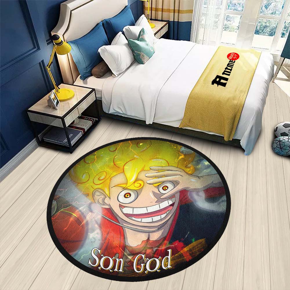 Luffy Gear 5 Round Rug Custom One Piece Anime Circle Carpet– Animerugs