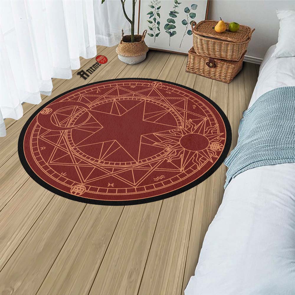Red Magic Circles Round Rug Custom Cardcaptor Sakura Anime Circle Carp ...