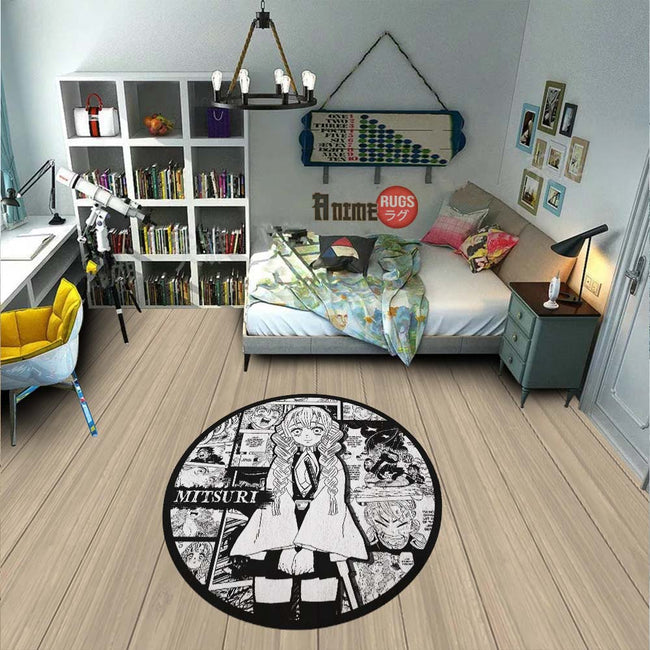 Mitsuri Kanroji Manga Round Rug Custom Demon Slayer Anime Circle Carpe ...