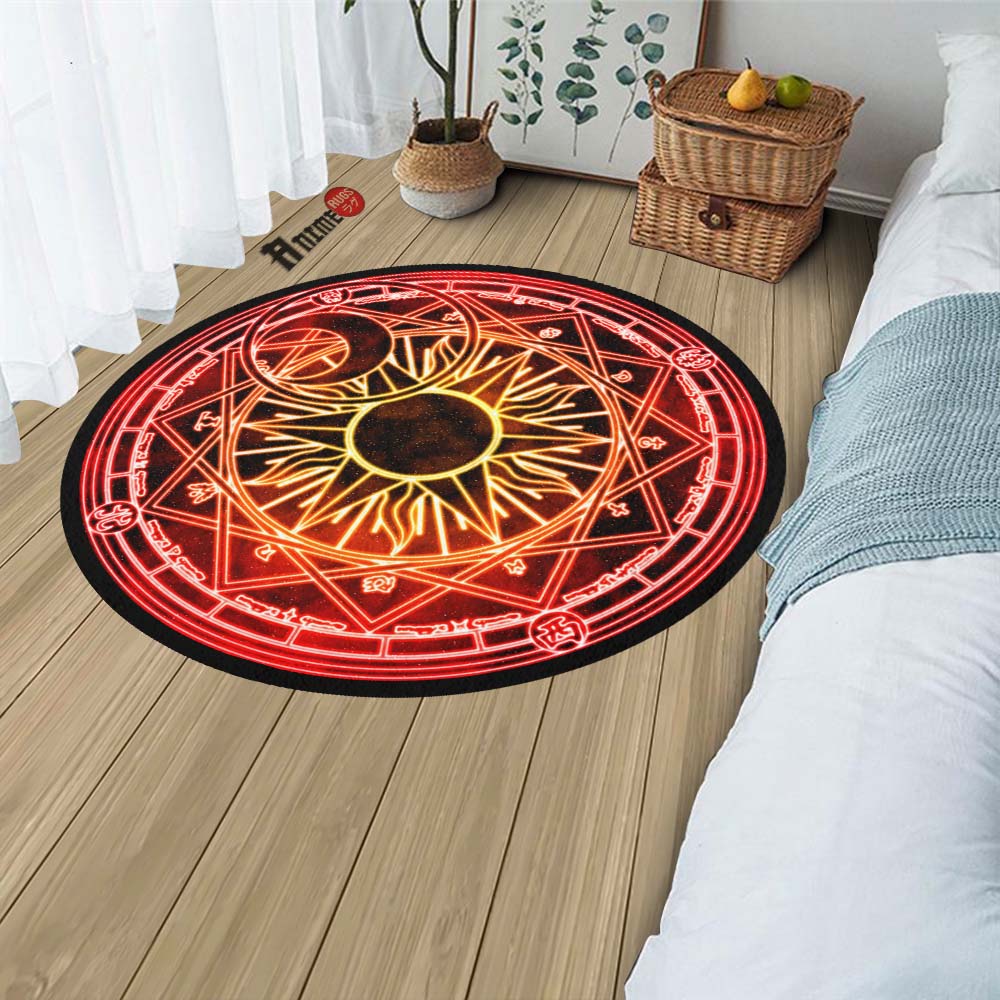 Super Black Red Magic Circles Round Rug Custom Cardcaptor Sakura Anime ...