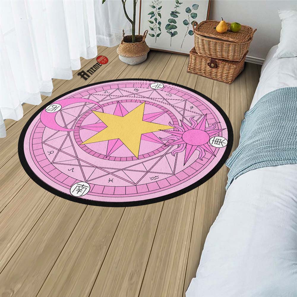 Pink Magic Circles Round Rug Custom Cardcaptor Sakura Anime Circle Car ...