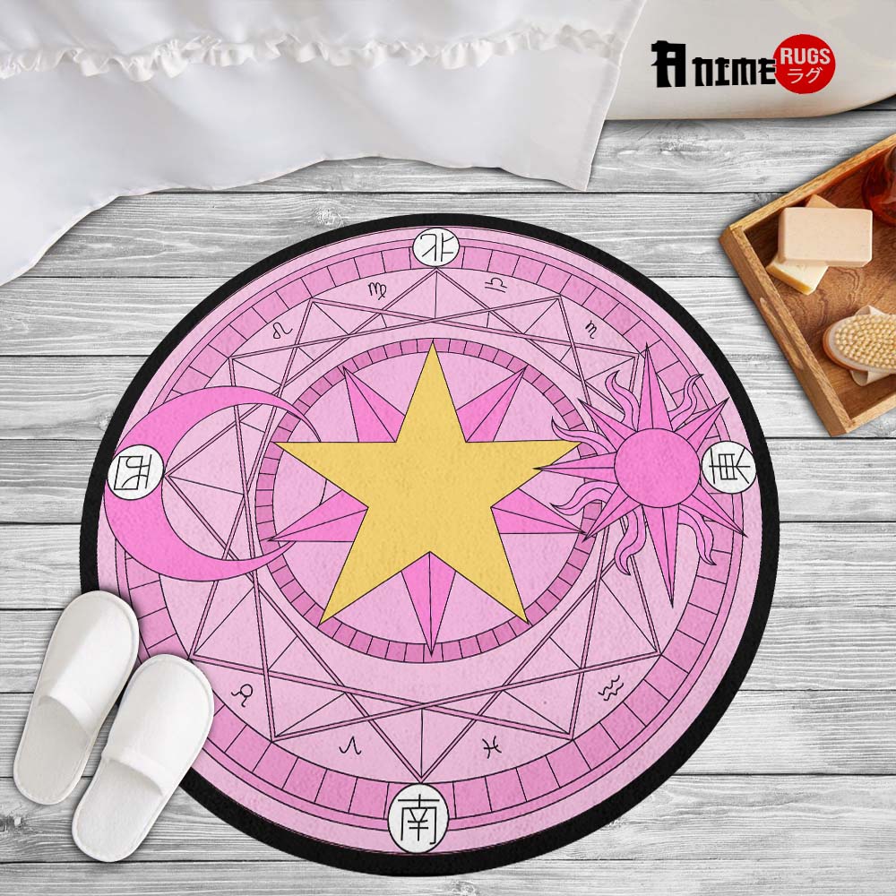 Pink Magic Circles Round Rug Custom Cardcaptor Sakura Anime Circle Car ...