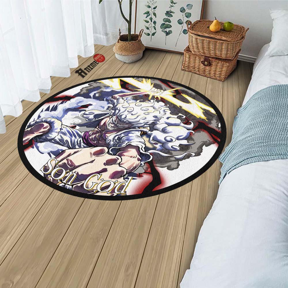 Luffy Nika Round Rug Custom One Piece Anime Circle Carpet– Animerugs