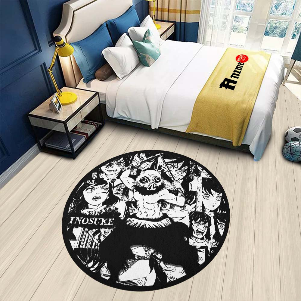 Inosuke Hashibira Manga Round Rug Custom Demon Slayer Anime Circle Car ...