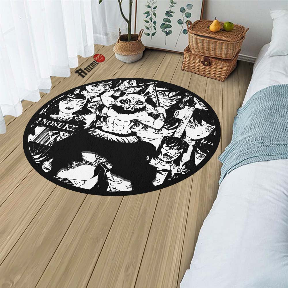 Inosuke Hashibira Manga Round Rug Custom Demon Slayer Anime Circle Car ...