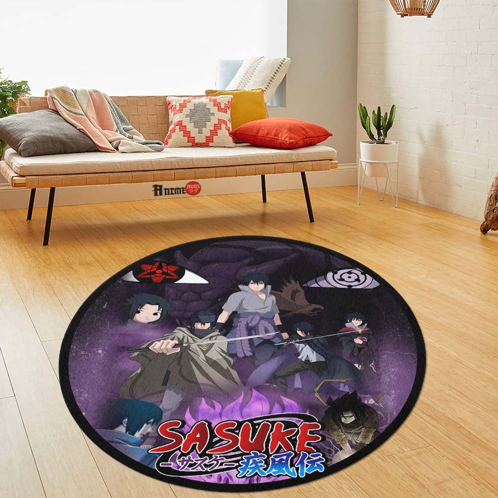 Uchiha Sasuke Round Rug Custom Anime Circle Carpet– Animerugs