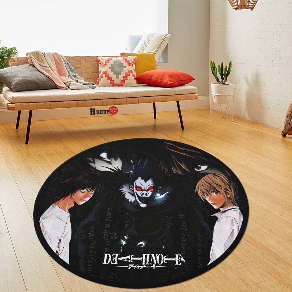 L Lawliet & Light Yagami & Ryuk Round Rug Custom Death Note Anime Circ ...