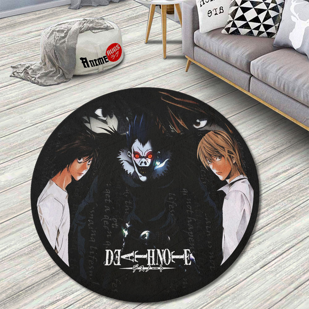 L Lawliet & Light Yagami & Ryuk Round Rug Custom Death Note Anime Circ ...