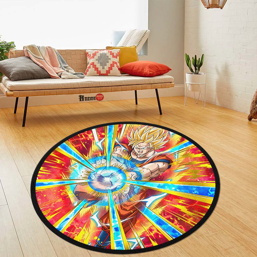 Goku SSJ Skill Round Rug Custom Dragon Ball Anime Circle Carpet– Animerugs
