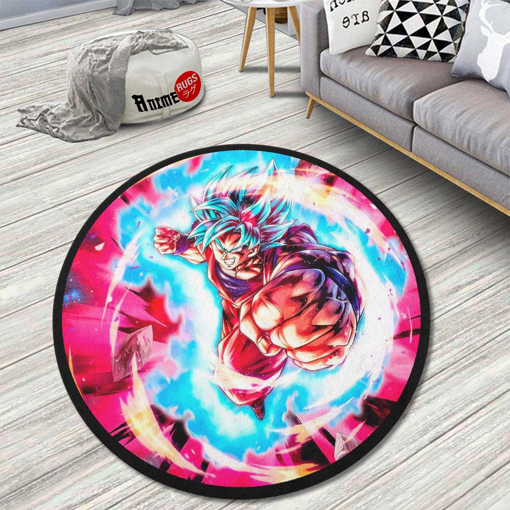 Goku Blue Skill Round Rug Custom Dragon Ball Anime Circle Carpet– Animerugs