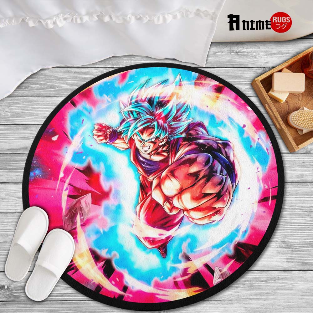 Goku Blue Skill Round Rug Custom Dragon Ball Anime Circle Carpet– Animerugs