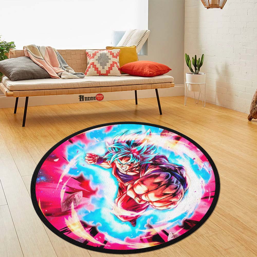 Goku Blue Skill Round Rug Custom Dragon Ball Anime Circle Carpet– Animerugs