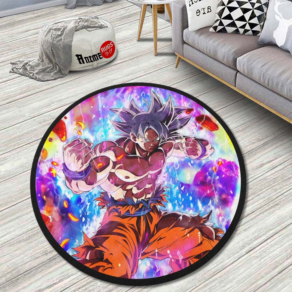 Goku Ultra Skill Round Rug Custom Dragon Ball Anime Circle Carpet ...