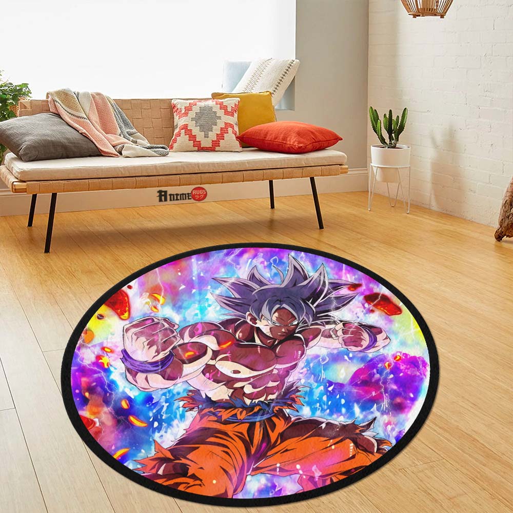 Goku Ultra Skill Round Rug Custom Dragon Ball Anime Circle Carpet ...