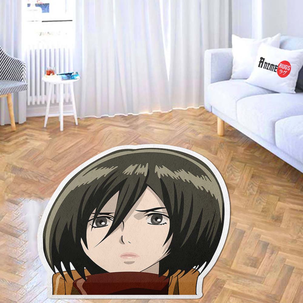 Mikasa Ackerman Shaped Rug Custom Attack On Titan Anime Room Decor Mat ...