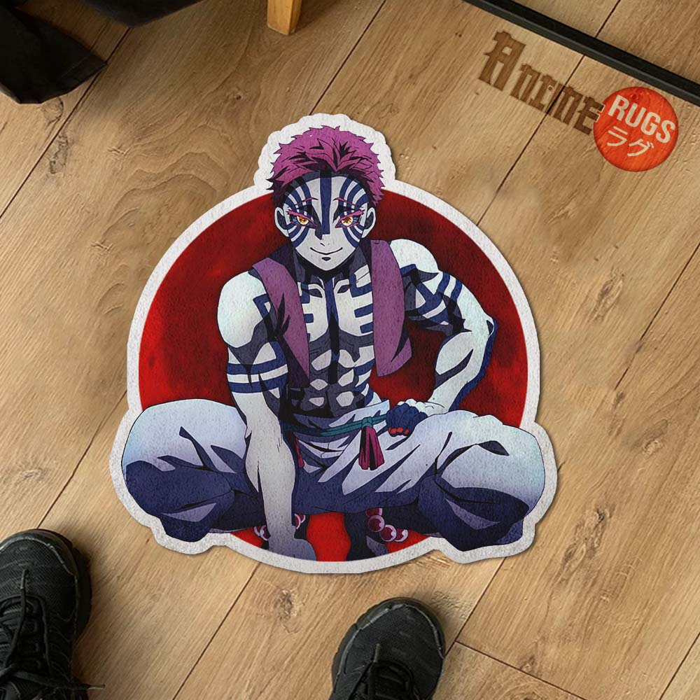 Akaza Shaped Rug Custom Anime Demon Slayer Room Decor Mat Quality Carp ...