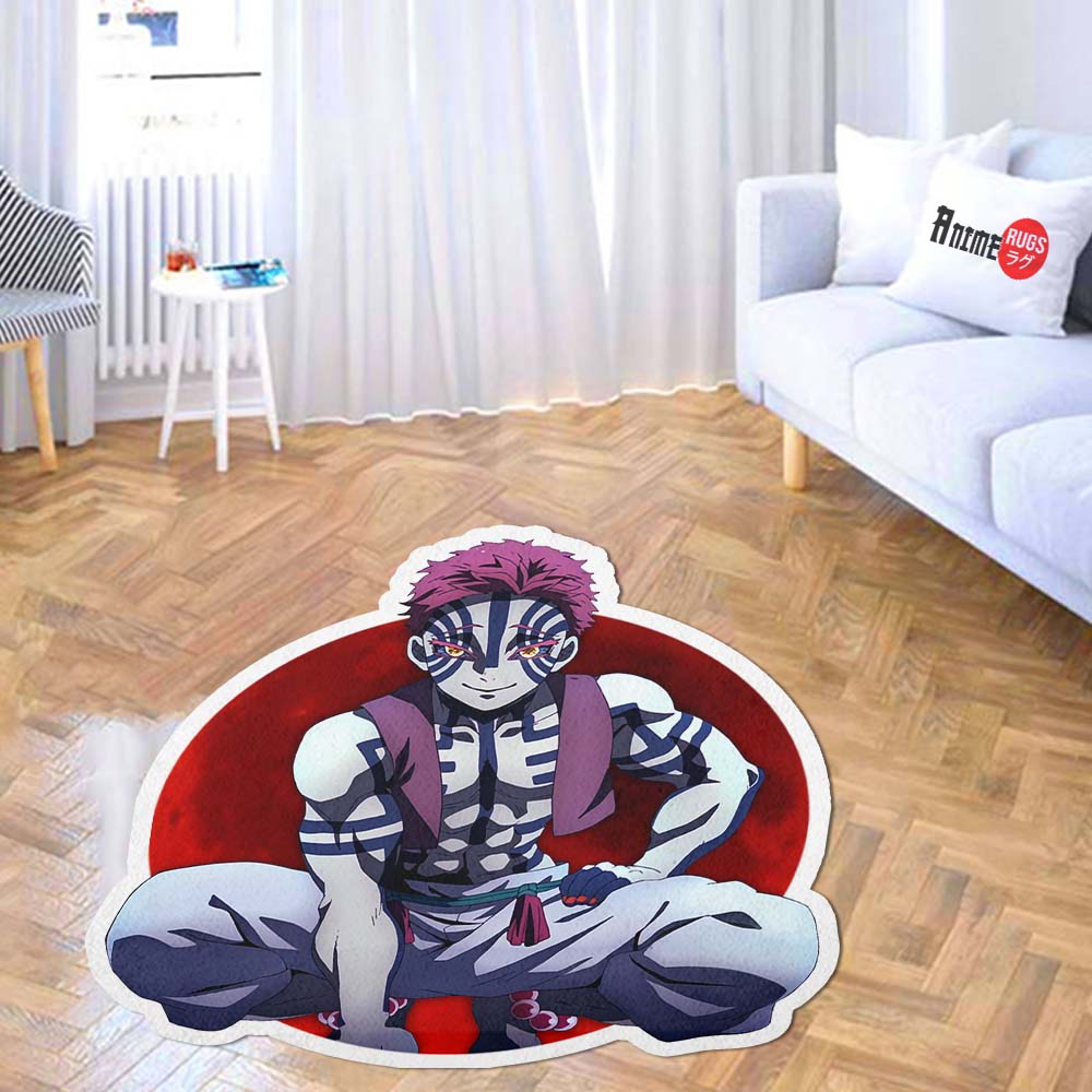 Akaza Shaped Rug Custom Anime Demon Slayer Room Decor Mat Quality Carp ...