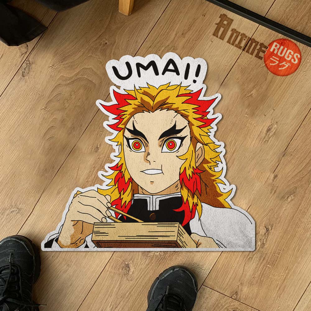 Rengoku Umai Umai Shaped Rug Custom Anime Demon Slayer Room Decor Mat ...