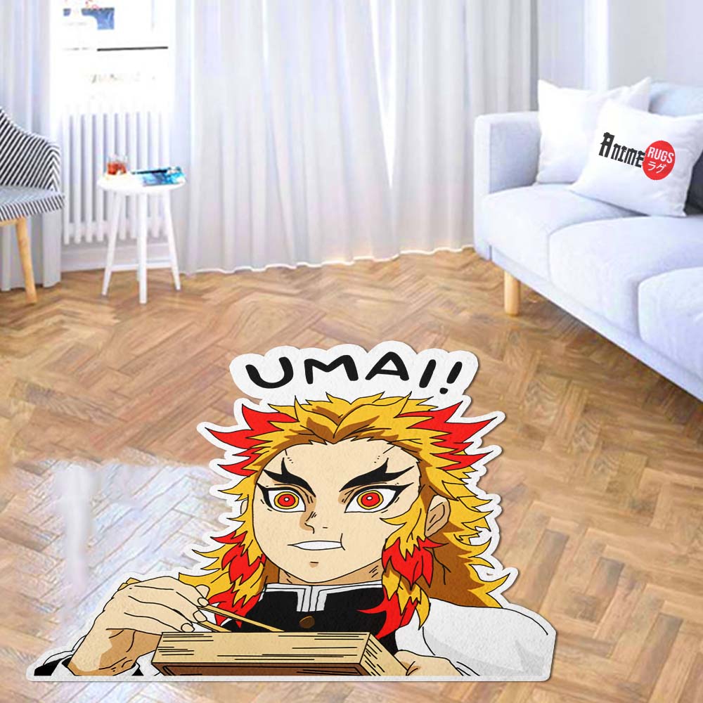 Rengoku Umai Umai Shaped Rug Custom Anime Demon Slayer Room Decor Mat ...